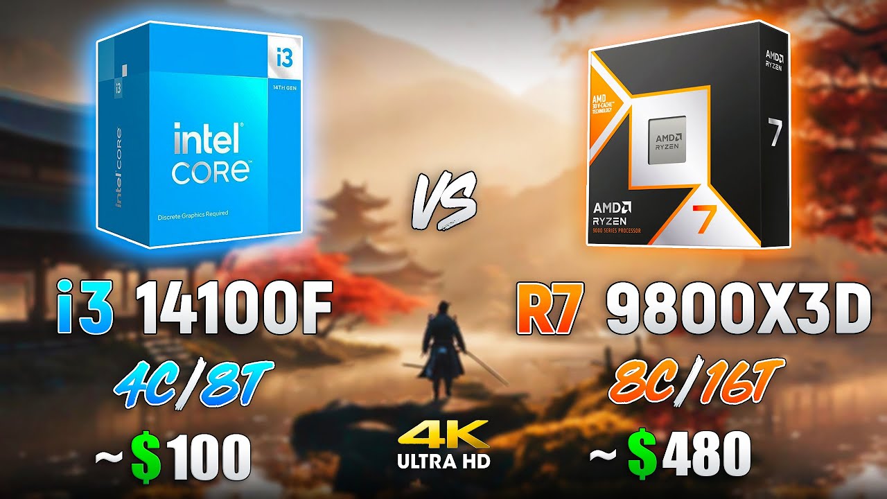 Ryzen 7 9800X3D vs Core i3 14100F - Test in 4K