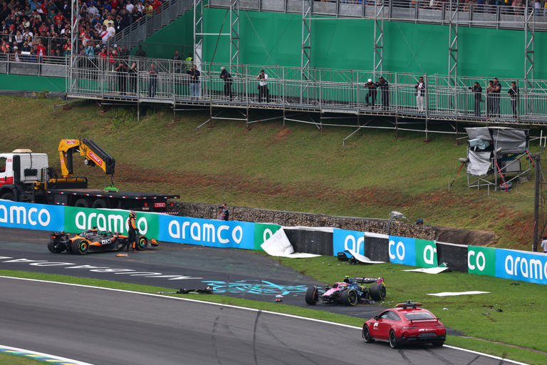 F1 Brazil GP live: Piastri crashes out as three cars hit the wall