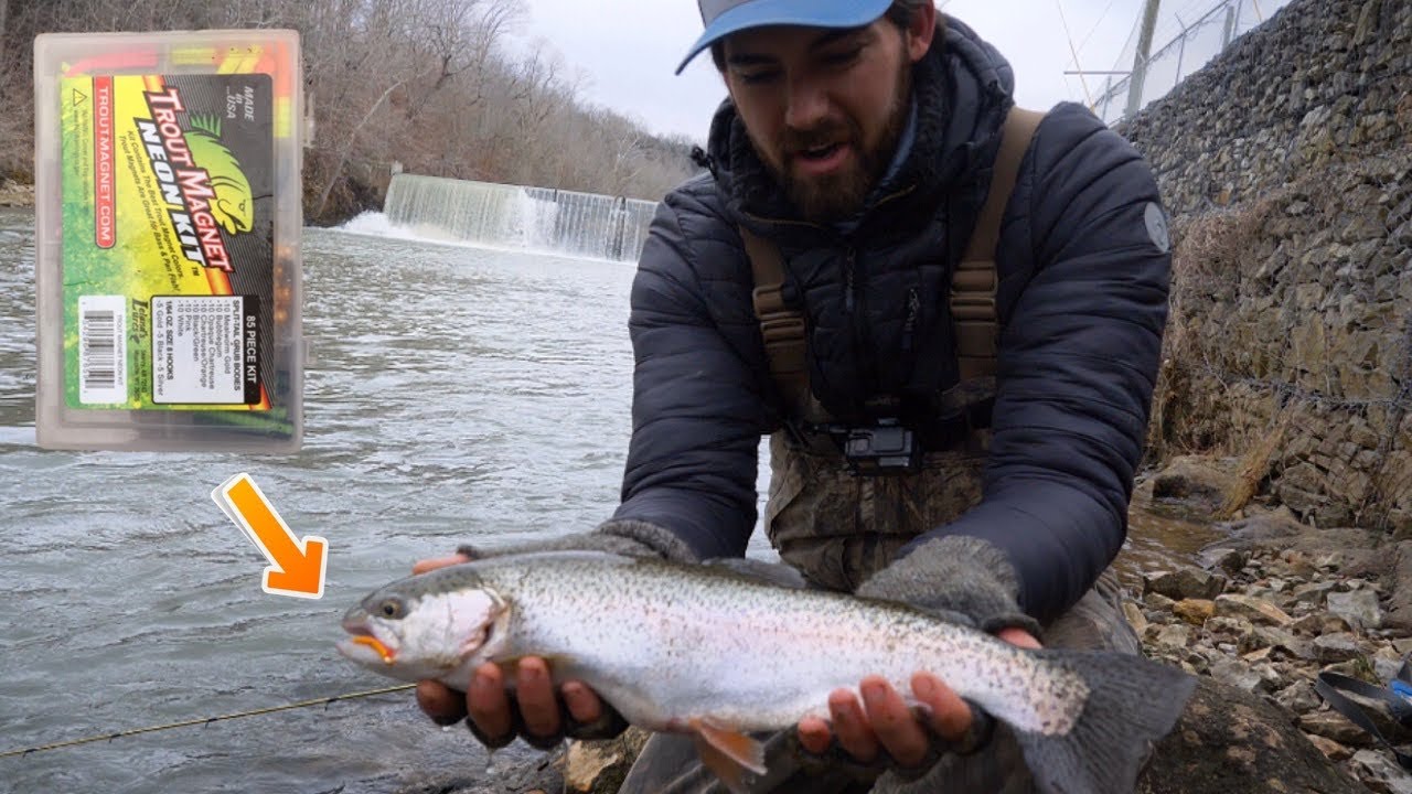 Catching big rainbow trout with tiny trout magnets