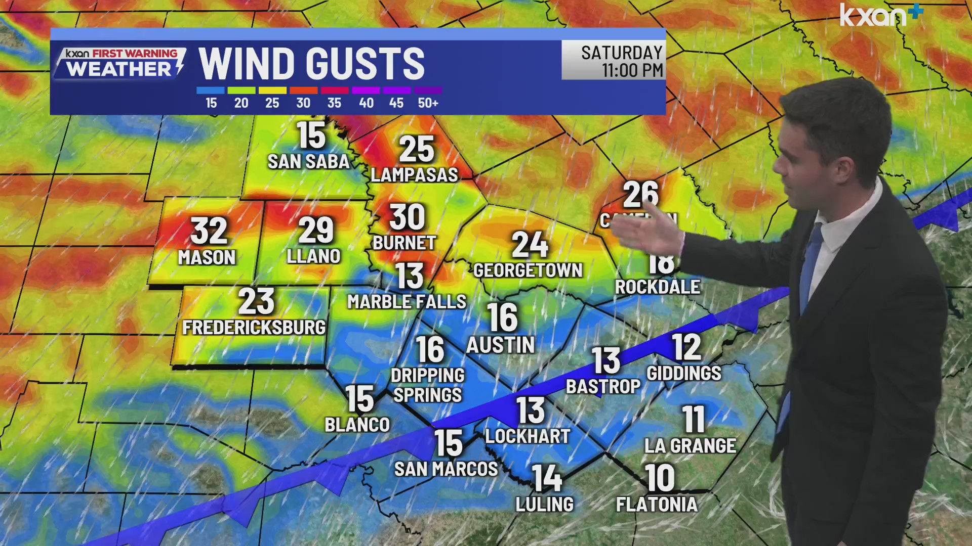 Cold front arrives tonight, gusty and cooler Sunday | KXAN Weather ...