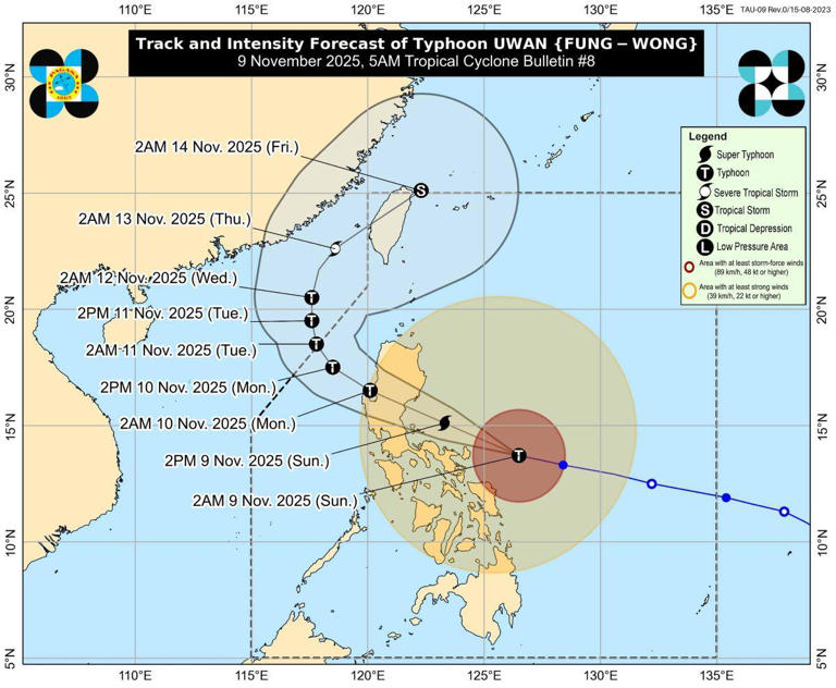 LIVE UPDATES: Typhoon Uwan (Fung-Wong), Nov. 9, 2025