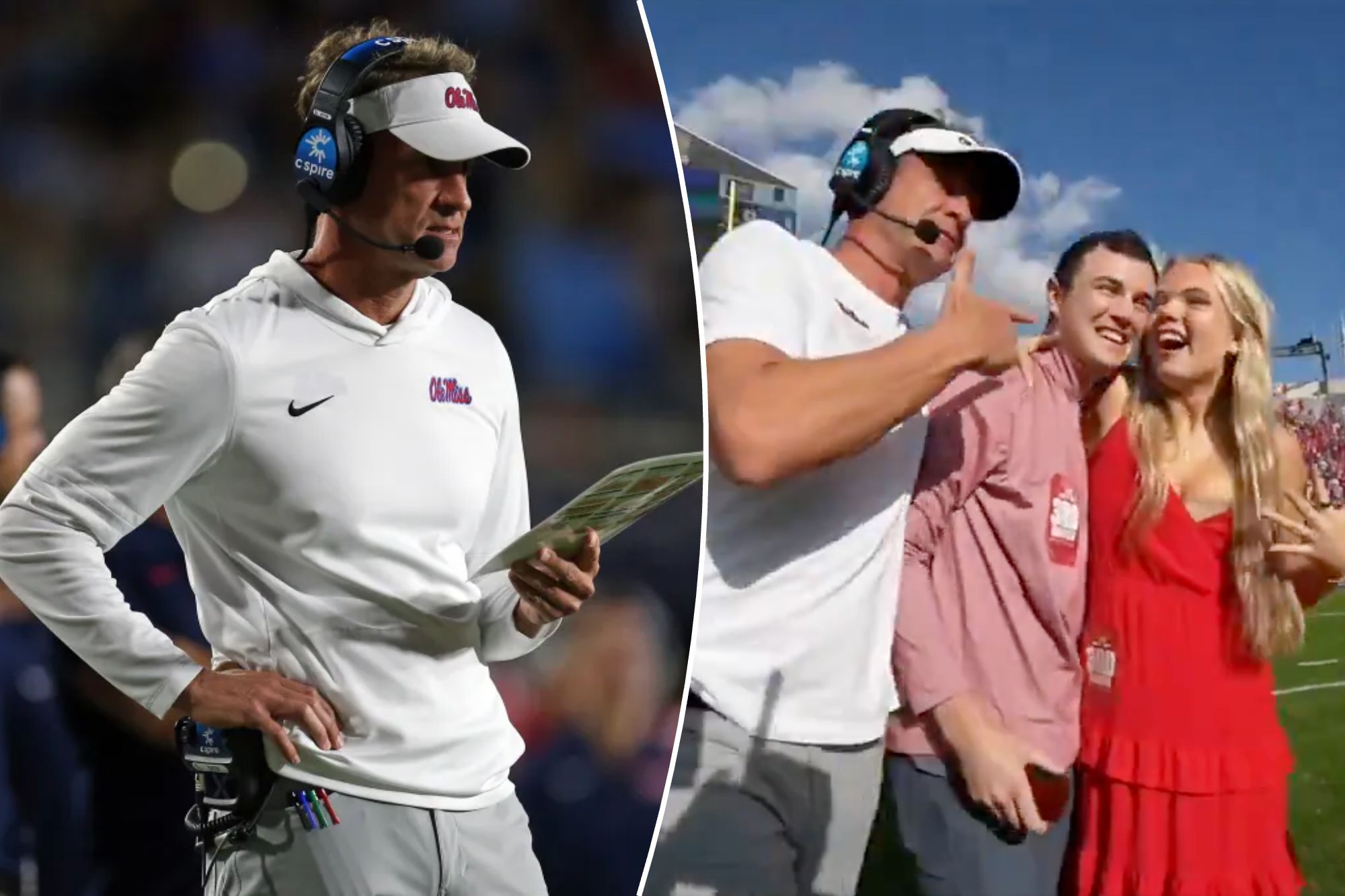 Couple gets engaged on field at Ole Miss game — and Lane Kiffin joins ...