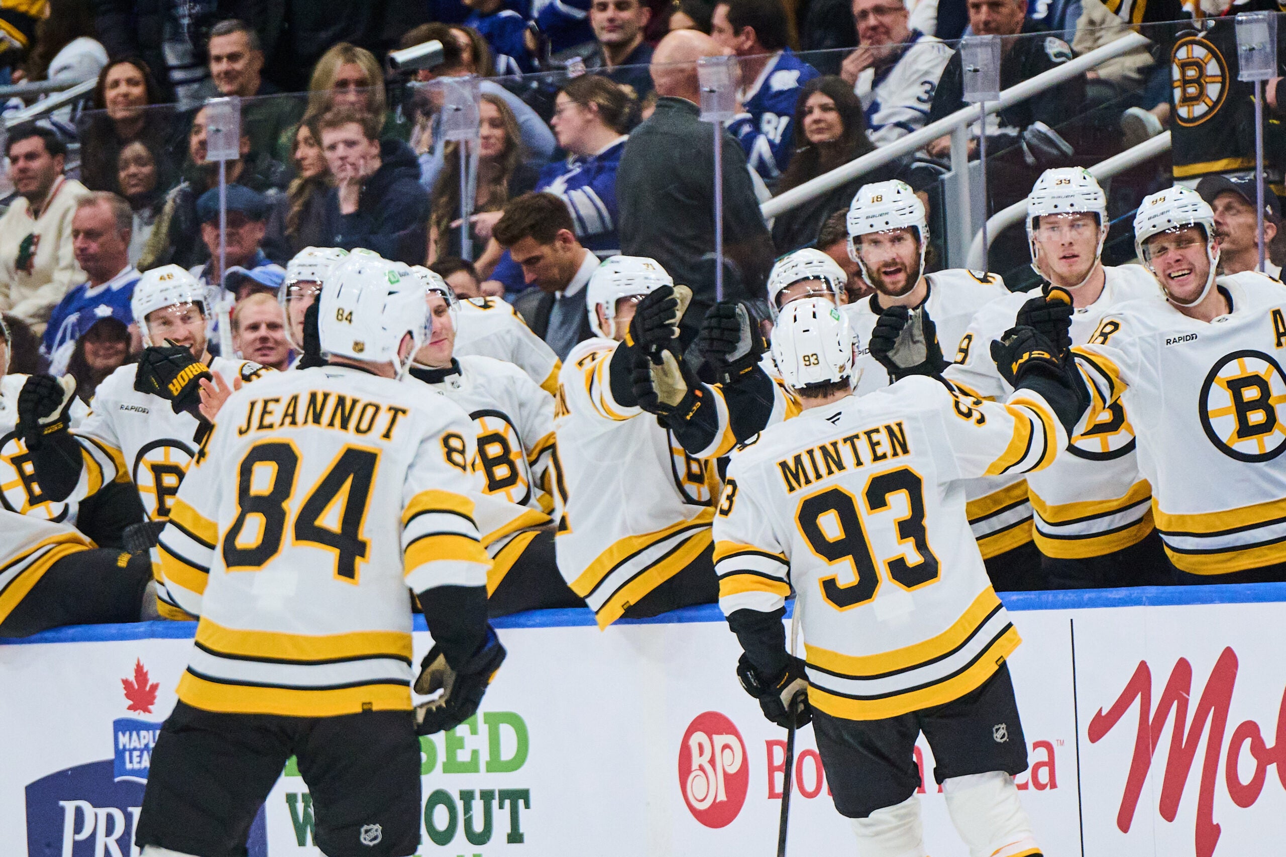 Watch: Fraser Minten scores game-sealing goal for Bruins against his former team