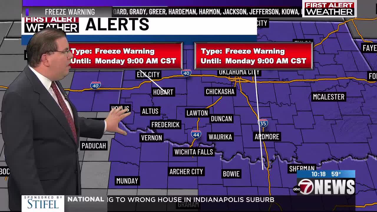Chilly & breezy Sunday; Freeze Warning for Sunday night into Monday ...