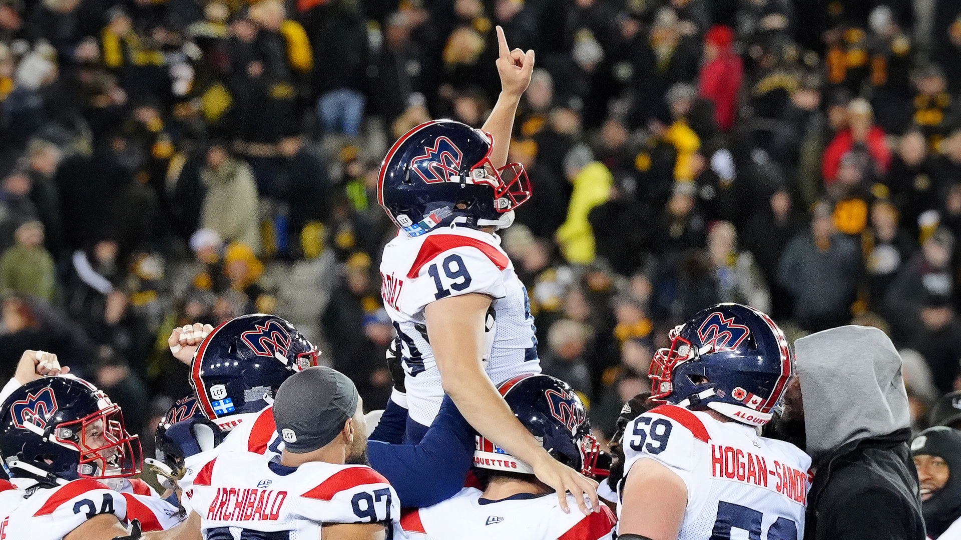 Montreal Alouettes edge Hamilton Tiger-Cats 19-16 in East Division final.