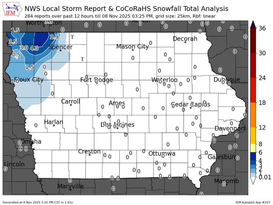 NW Iowa sees most of Saturday’s snow, flurries and cold winds Sunday