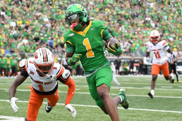 Oregon leading receiver Dakorien Moore ruled out vs. Iowa