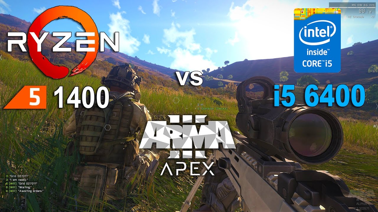 Ryzen 5 1400 vs i5 6400 in Arma 3 Apex (GTX 1060)