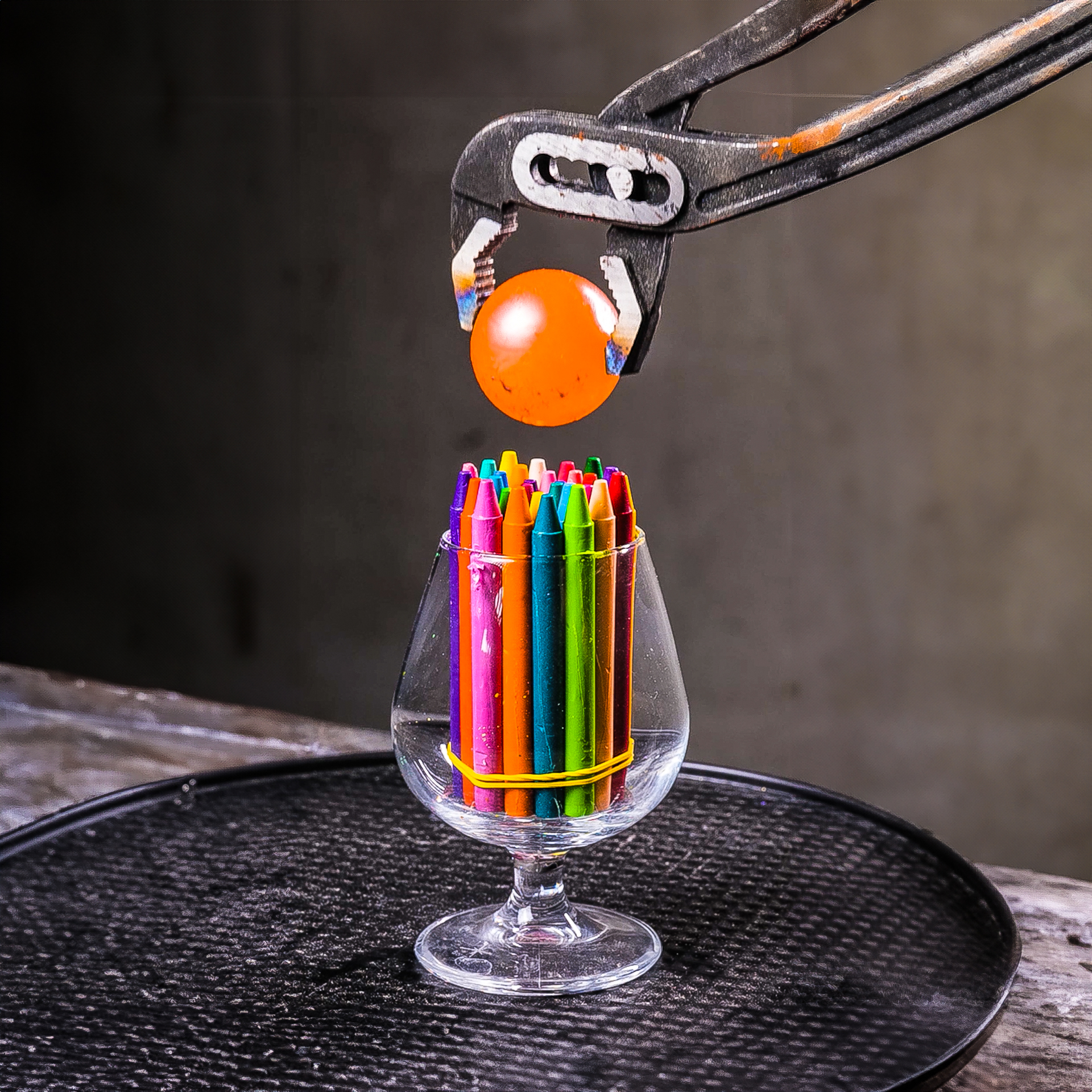 Red-hot ball vs wax crayons: A colorful experiment!