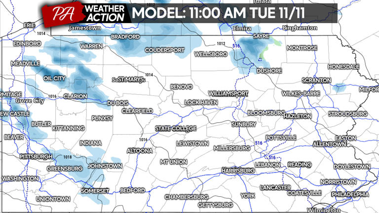 First Call Snowfall Forecast for Monday - Tuesday's Snow in Parts of PA