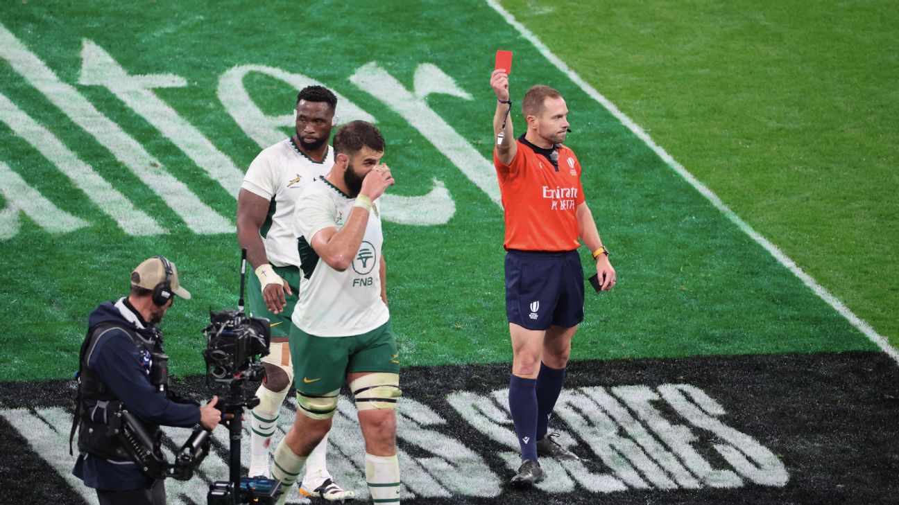 Springboks' Lood de Jager receives four-match ban after red card vs. France
