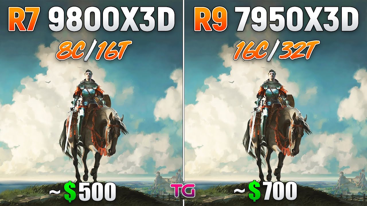 Ryzen 7 9800X3D vs Ryzen 9 7950X3D - Test in 10 games