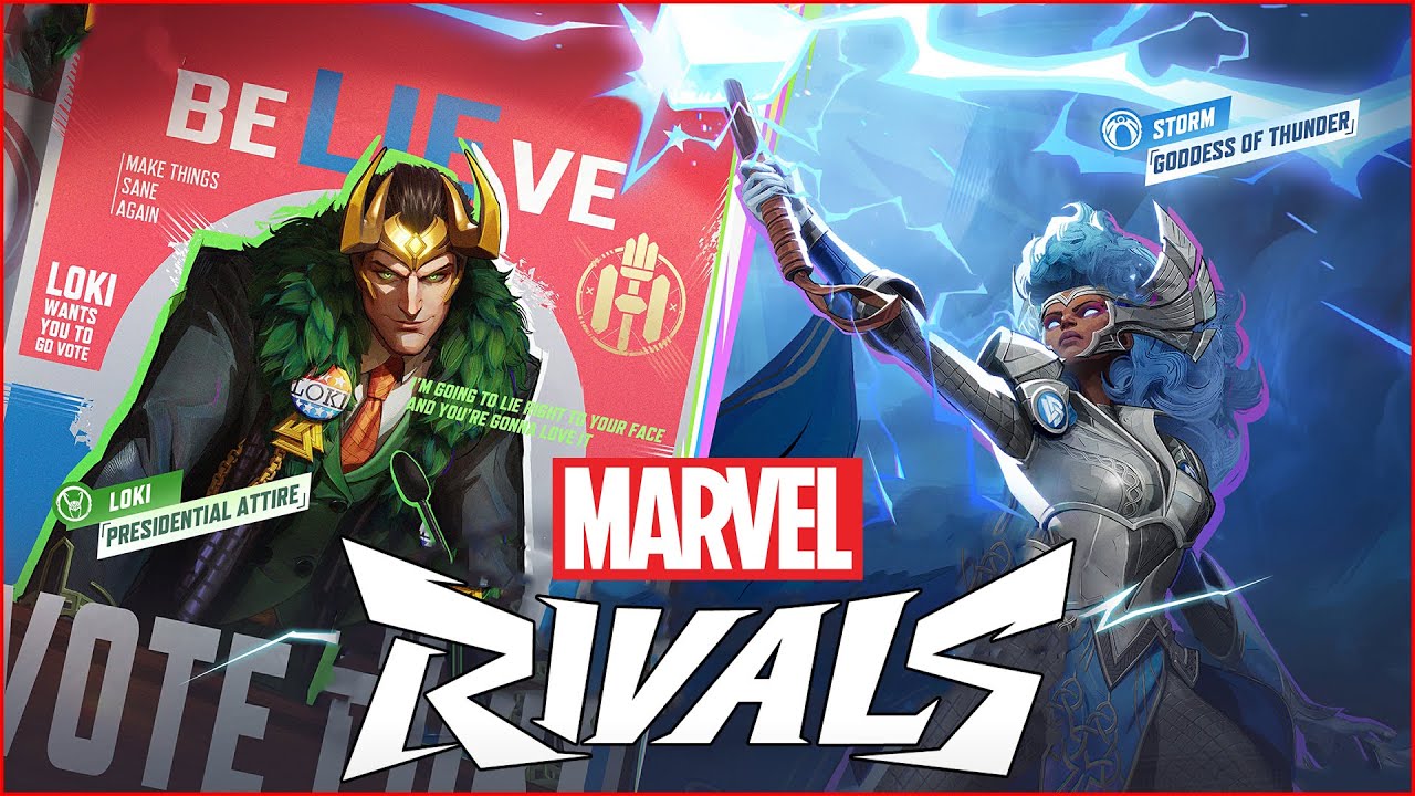 Marvel Rivals new President Loki and Storm Goddess of Thunder costumes ...