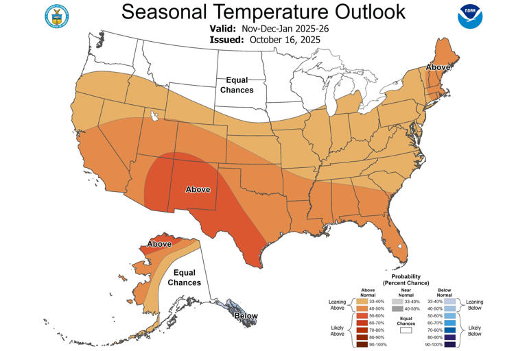 La Niña map shows winter weather forecast for each state