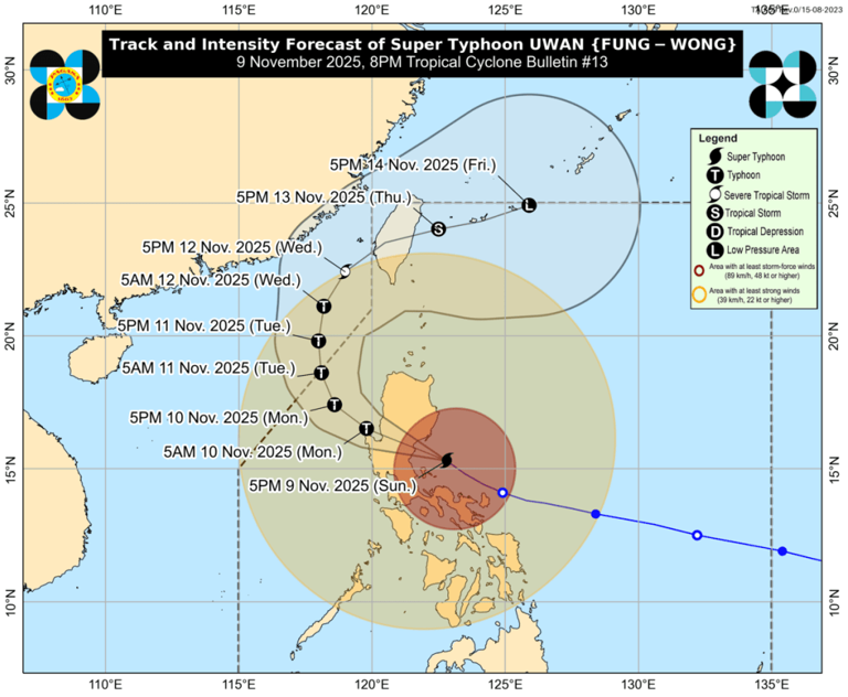 Super Typhoon Fung-wong path, maps and warnings as storm nears landfall