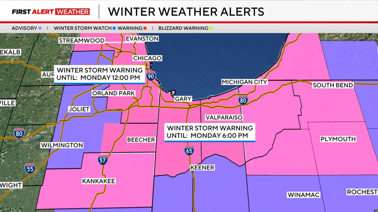 Winter Storm Warning begins at 9 p.m. in Chicago; snow may fall at 3 ...