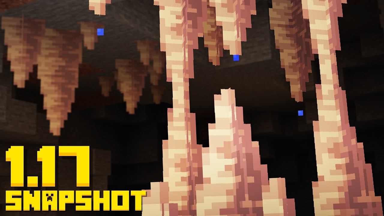 Minecraft 1.17 snapshot dripstone blocks, stalactites stalagmites