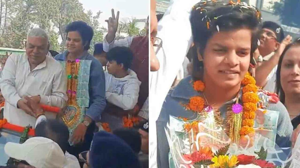 Shefali Verma | విశ్వ విజేతకు జన నీరాజనం.. నోట్ల కట్టల దండ, తలపాగాతో ...