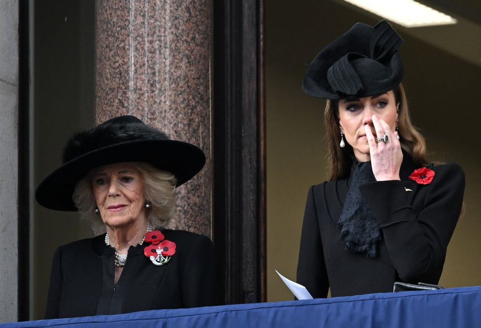 Kate wipes away tear as she watches Prince William lay wreath