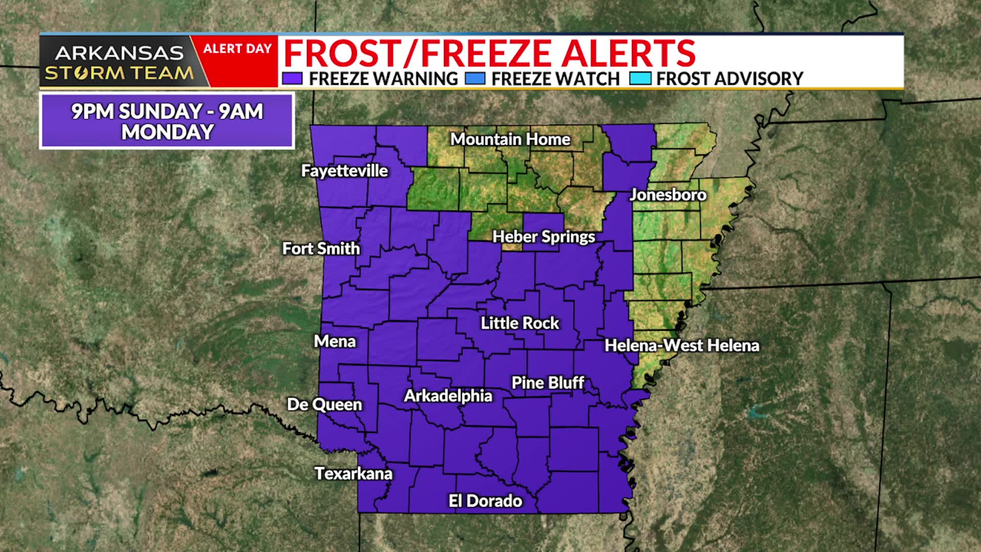 Alert Day Monday Morning for Freezing Conditions