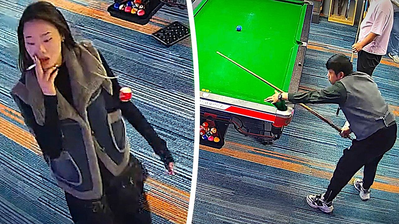 Wrong pocket! Pool player amazes bystanders with perfectly-timed shot
