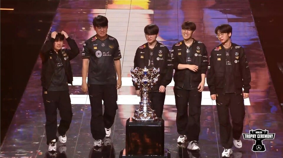 T1, LoL 월드 챔피언십 3년 연속 우승 달성...‘페이커’ 6번째 왕좌