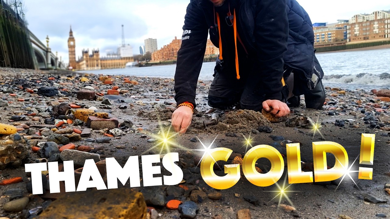 Discovering gold coins on the riverbank!