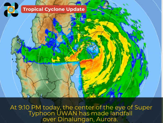 PAGASA: Super Typhoon Uwan makes landfall over Dinalungan, Aurora