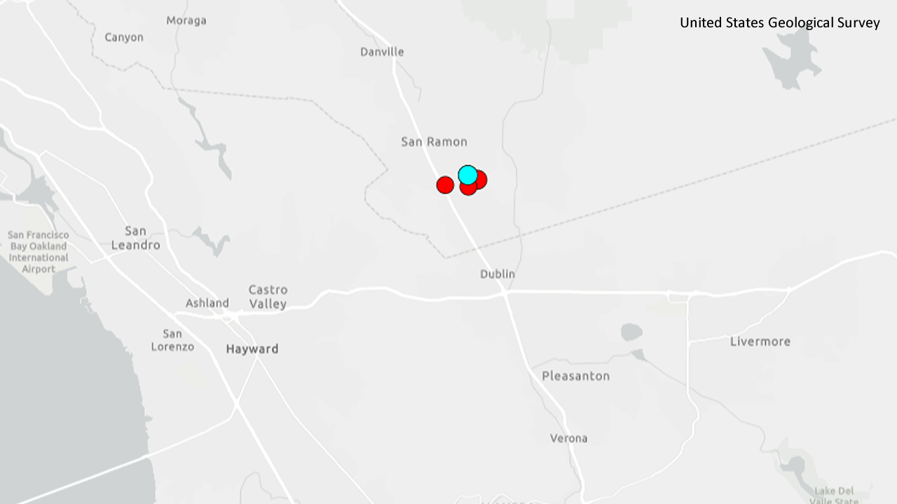 At least 8 small earthquakes strike near San Ramon; largest 3.8 quake ...