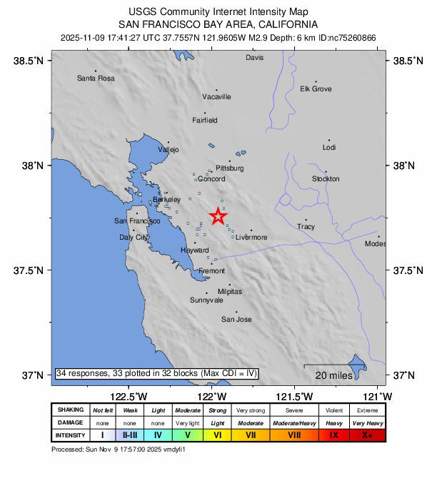 Earthquake swarm hits San Francisco Bay area with back-to-back tremors