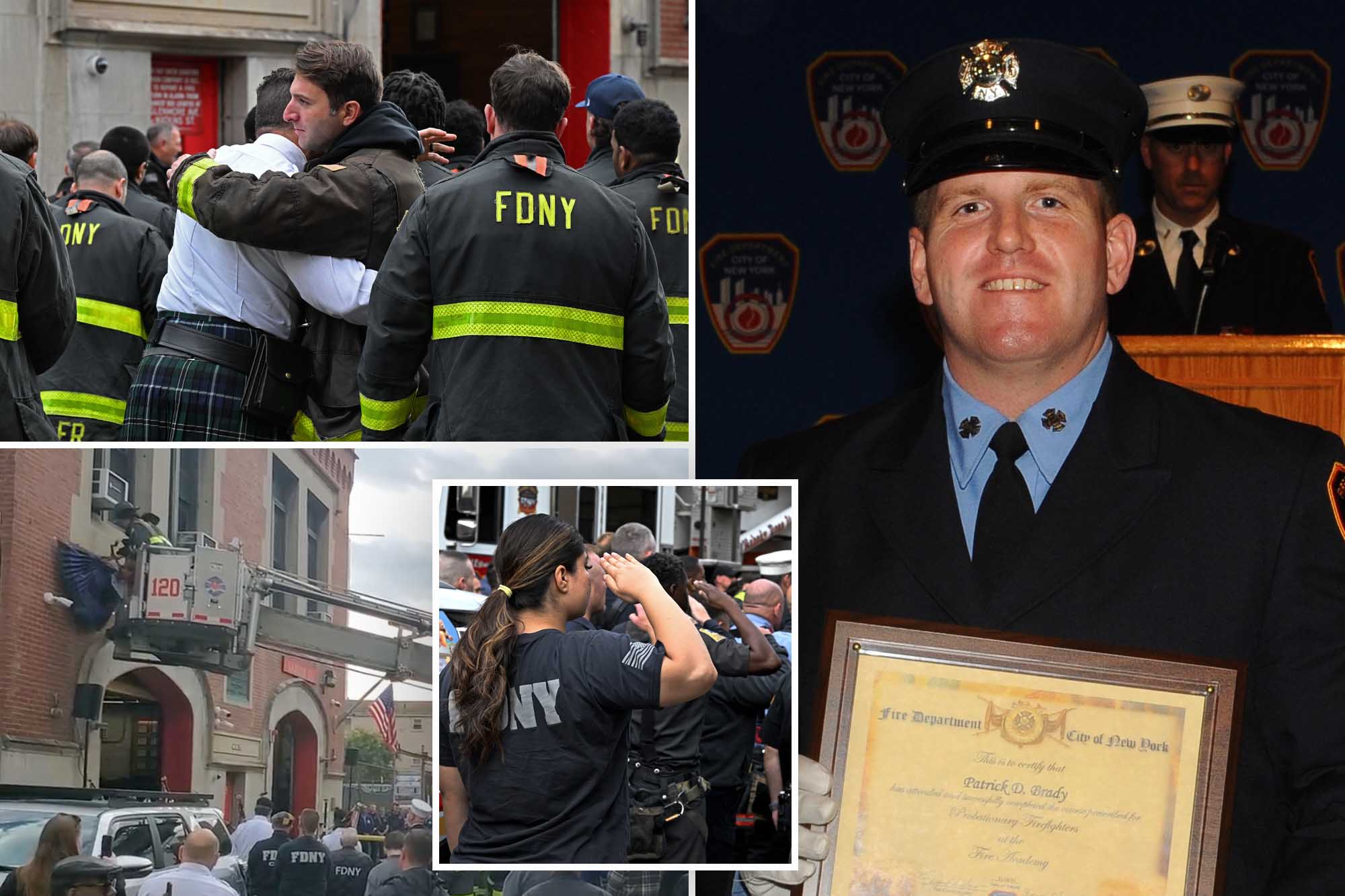 Widow, FDNY siblings of fallen firefighter Patrick Brady weep as ...