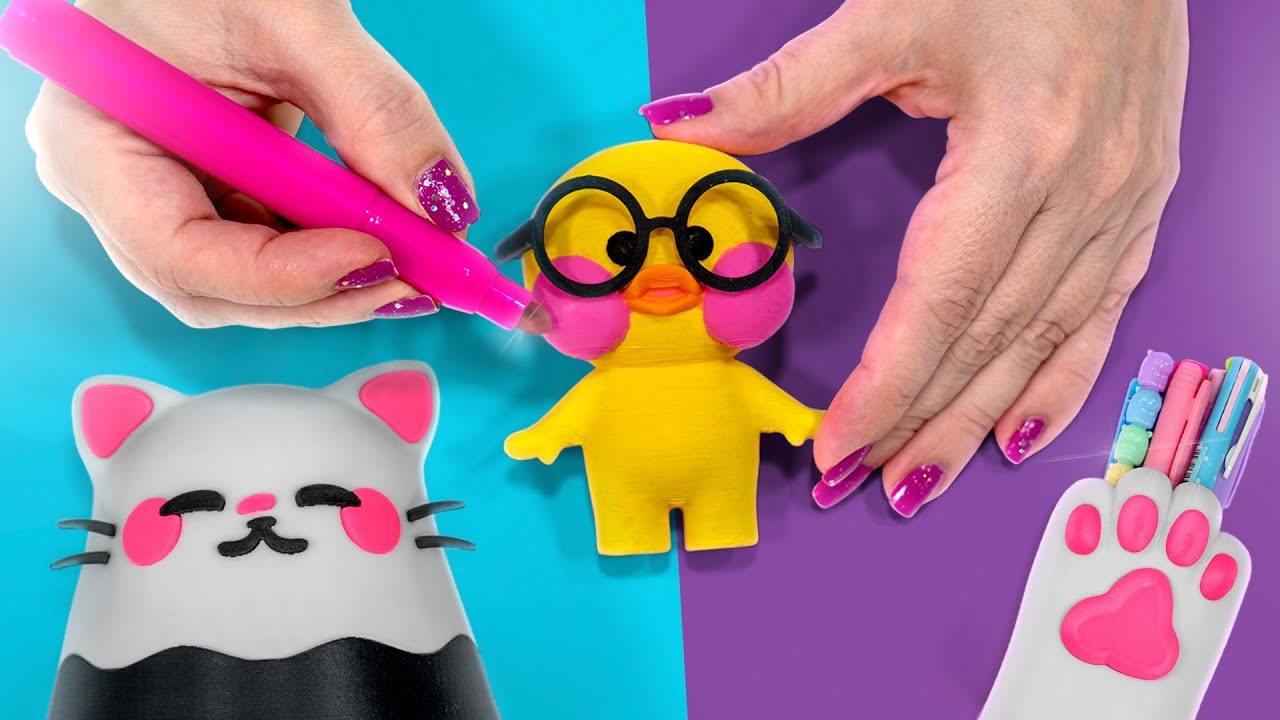 💛 Fiz o quarto do Paper Duck em 3D 🐾 Porta-lápis e porta-doces de gatinho 😽