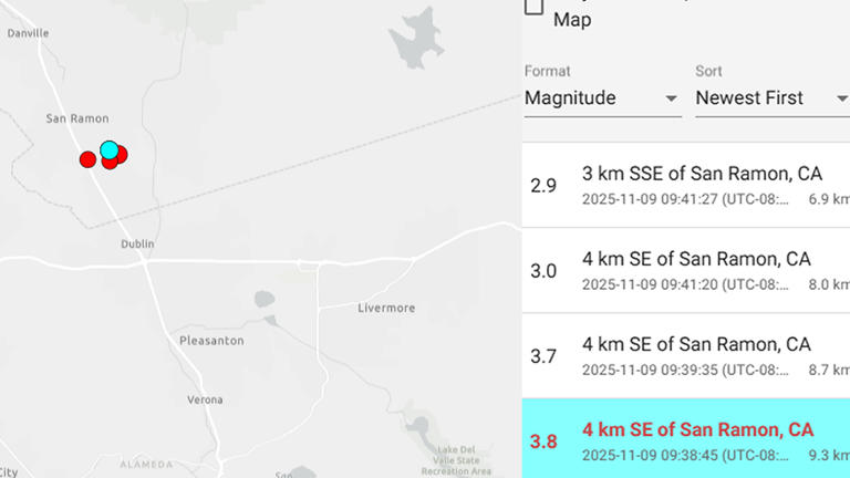 3.8 earthquake strikes near San Ramon, followed by several other quakes ...