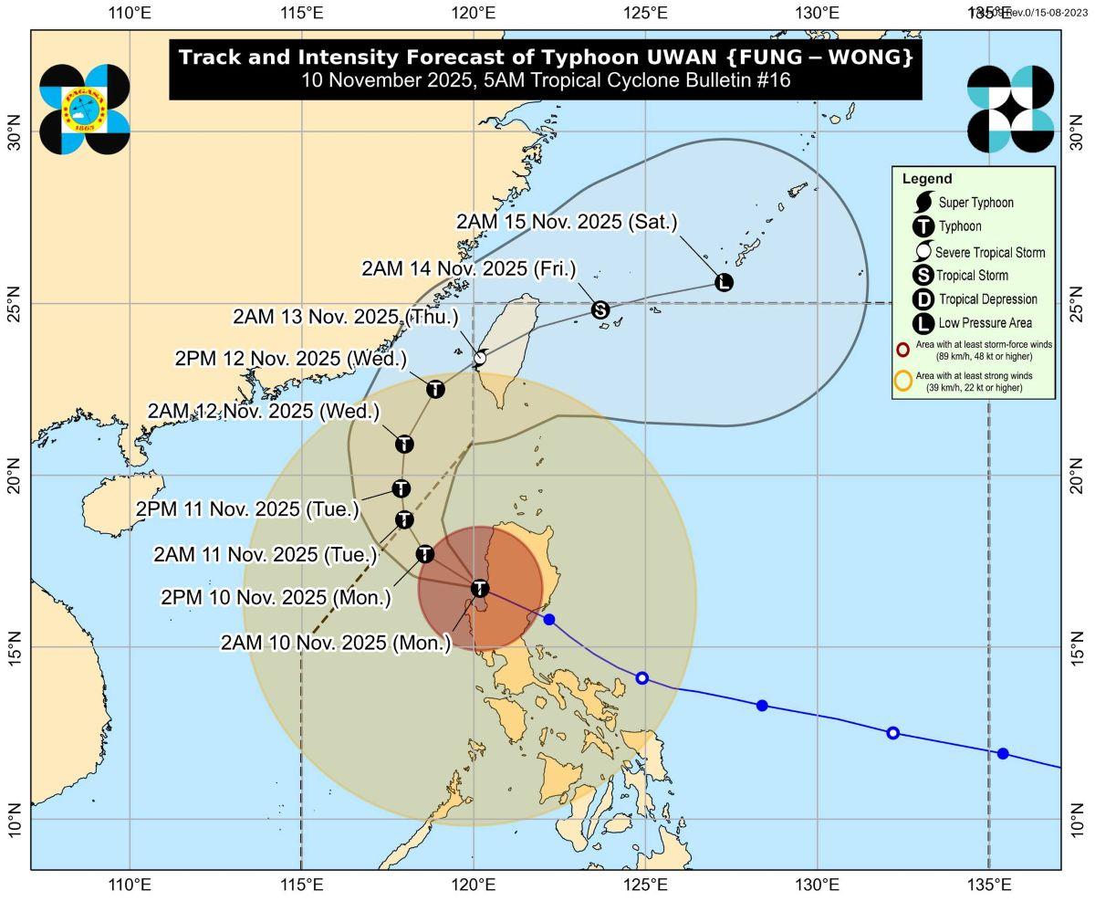 LIVE UPDATES: Typhoon Uwan (Fung-Wong), Nov. 10, 2025
