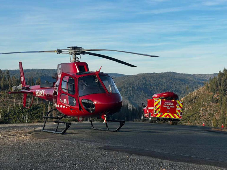 Motorcycle crash rider rescued from 20-foot cliff in Tahoe National Forest