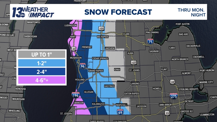 Heavy lake-effect snow Monday along the lakeshore