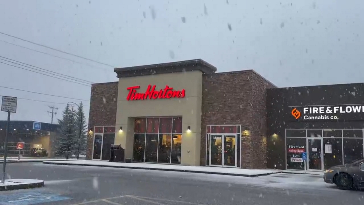 Heavy snowfall marks the start of winter in Red Deer, Alberta, Canada