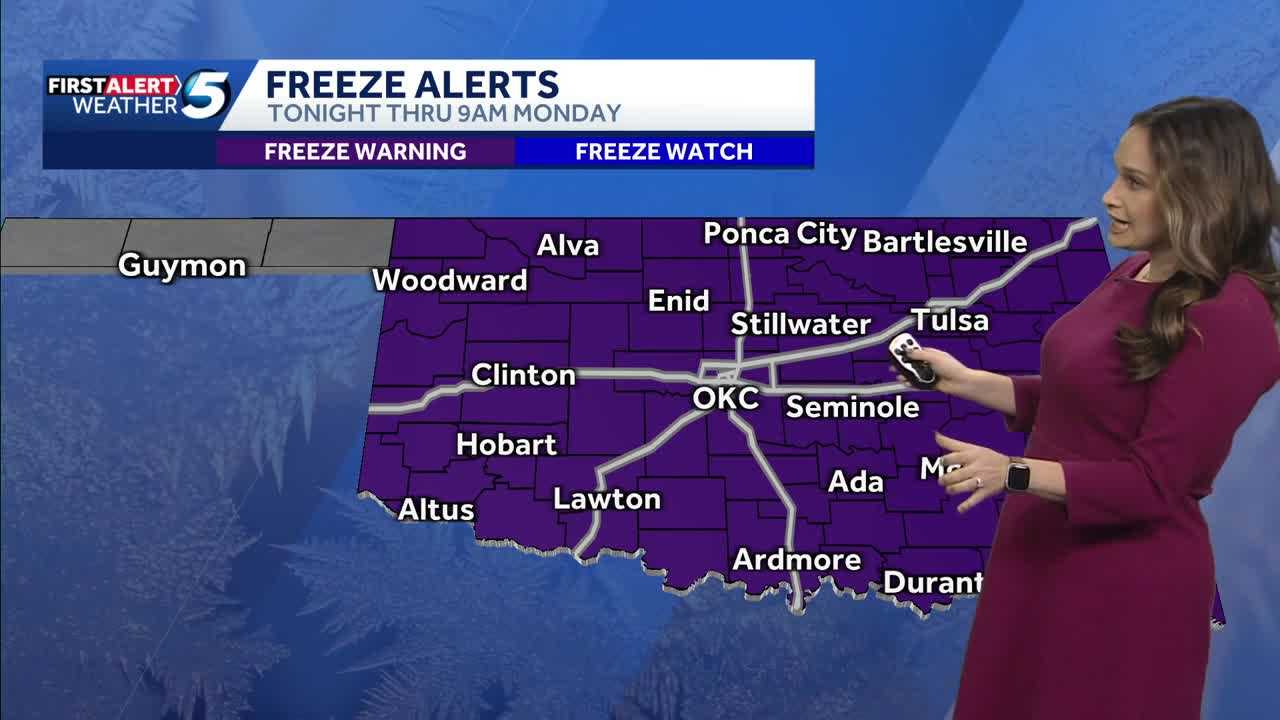 TIMELINE: Oklahoma faces hard freeze as temperatures drop Sunday night