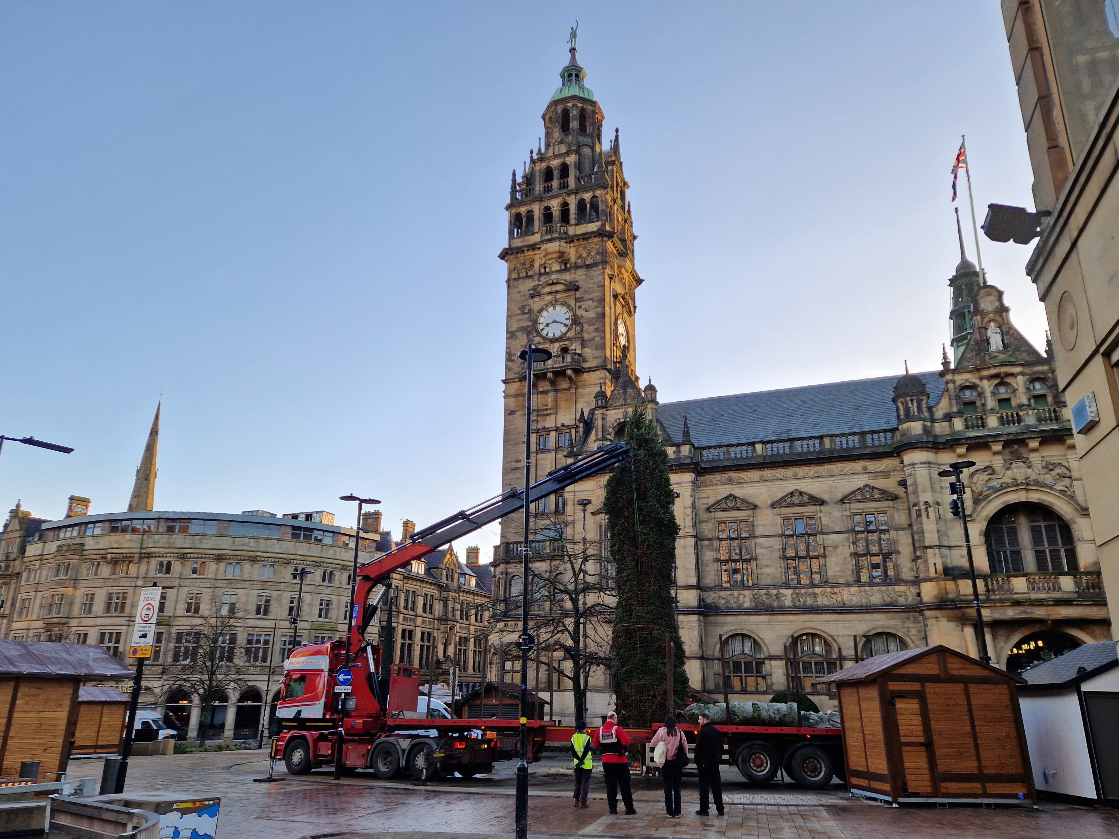 Watch as Sheffield town hall Christmas tree goes up amidst festive ...