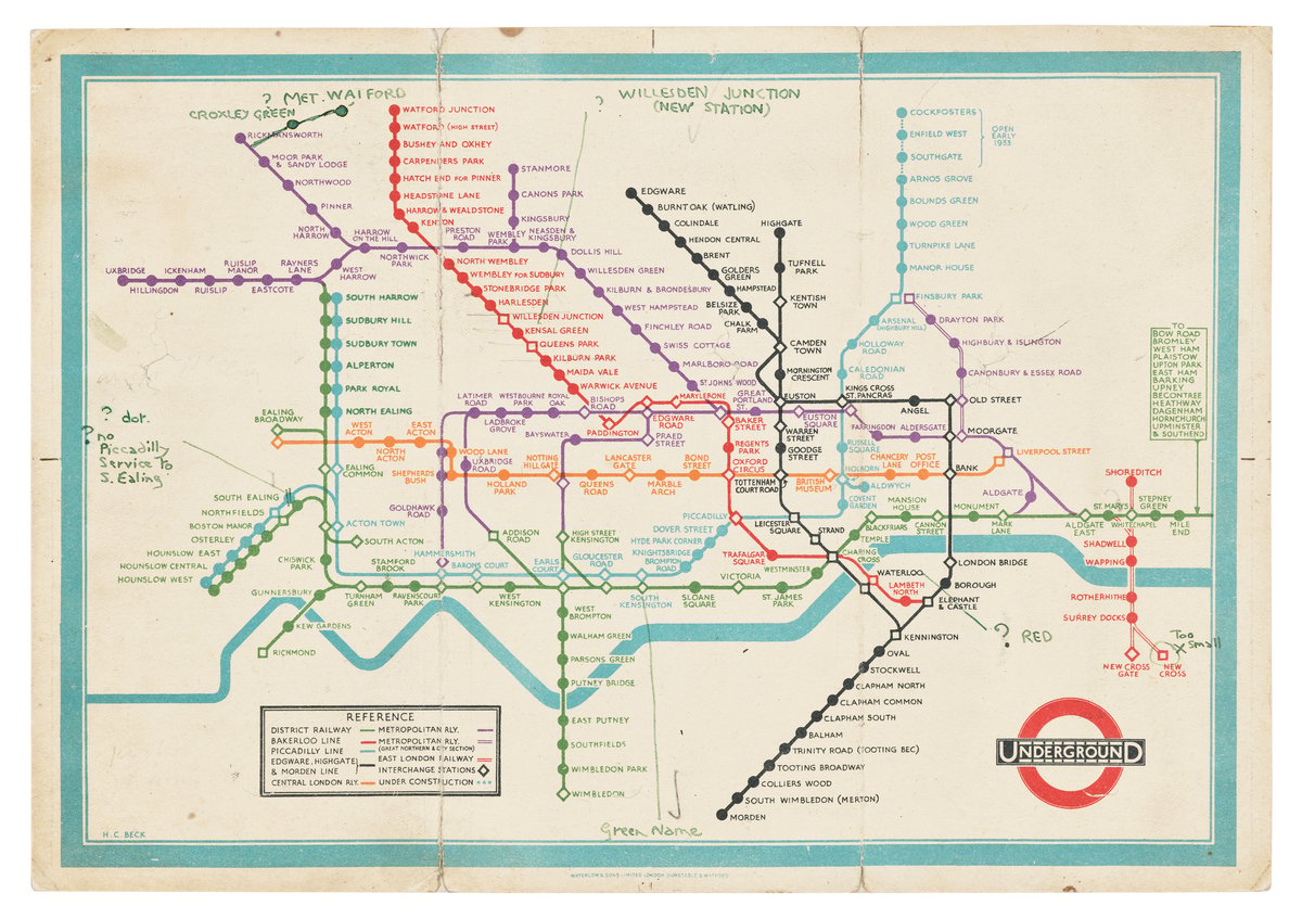 Rare version of iconic Harry Beck's Tube map in £100,000 auction