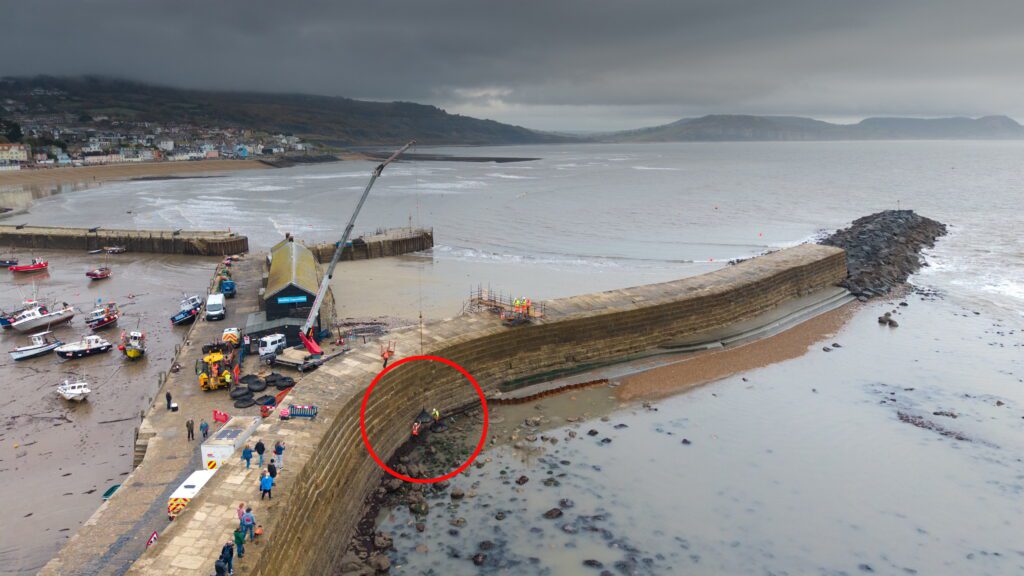 Race against tide as iconic Cobb at Lyme Regis repaired