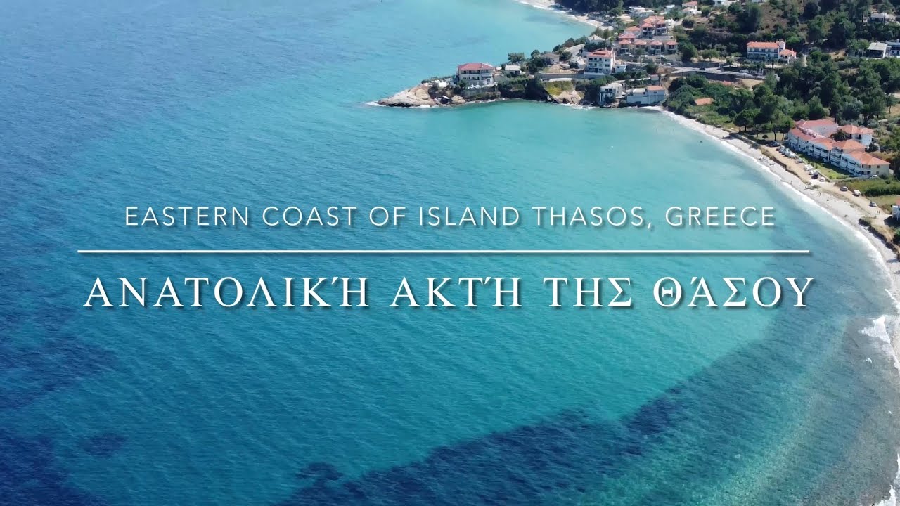 Beautiful Thasos Island Greece seen from drone perspective
