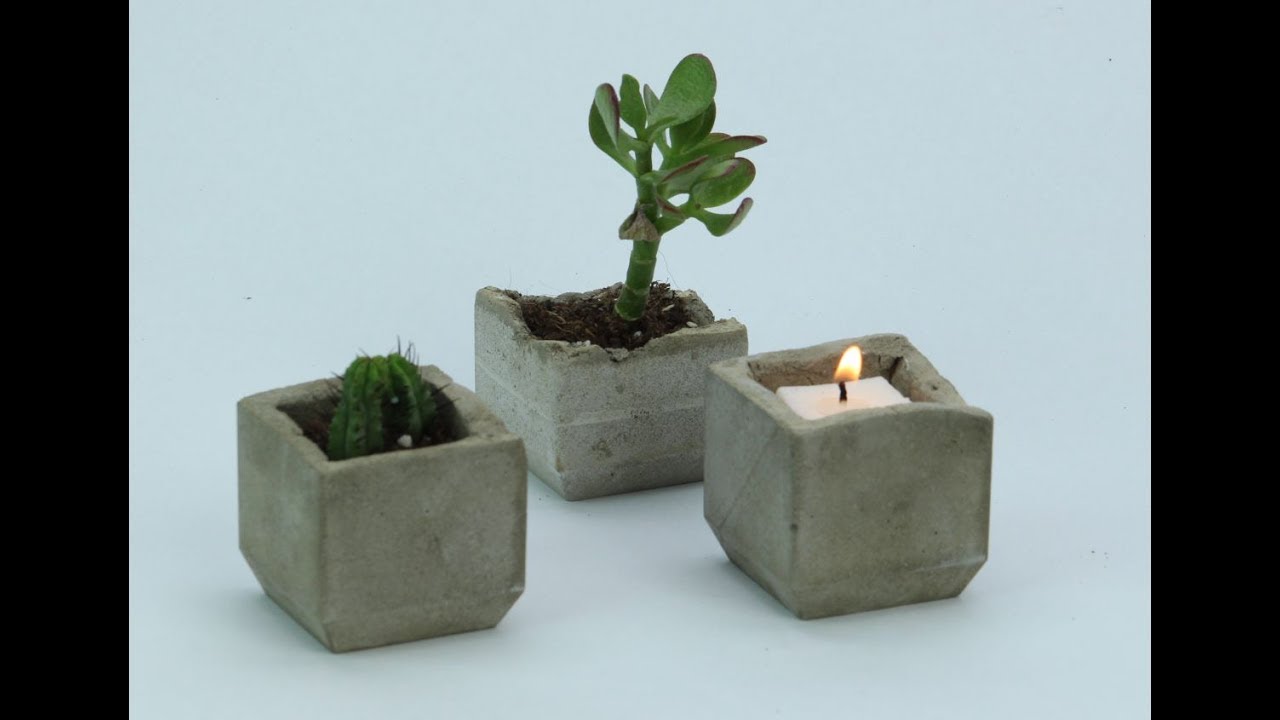 Tiny plant and candle concrete holders