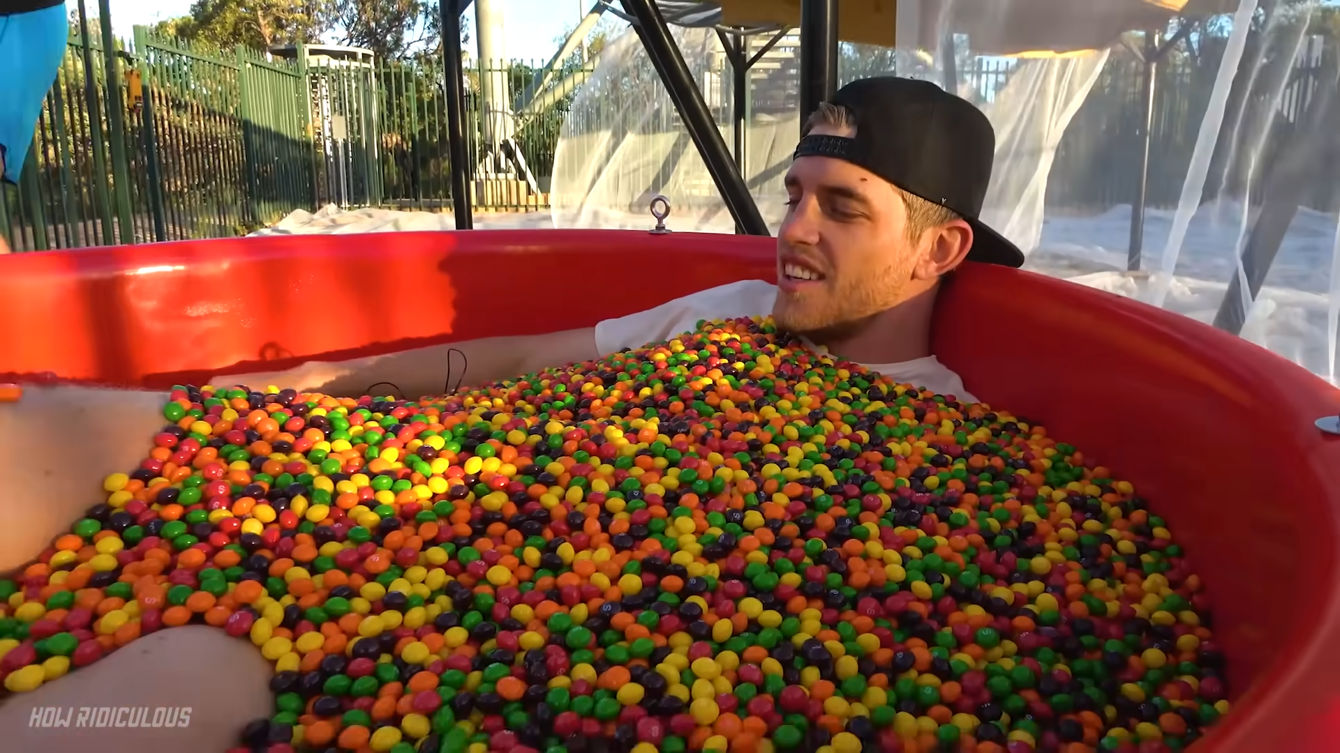 Dropping a million Skittles from 45 meters high
