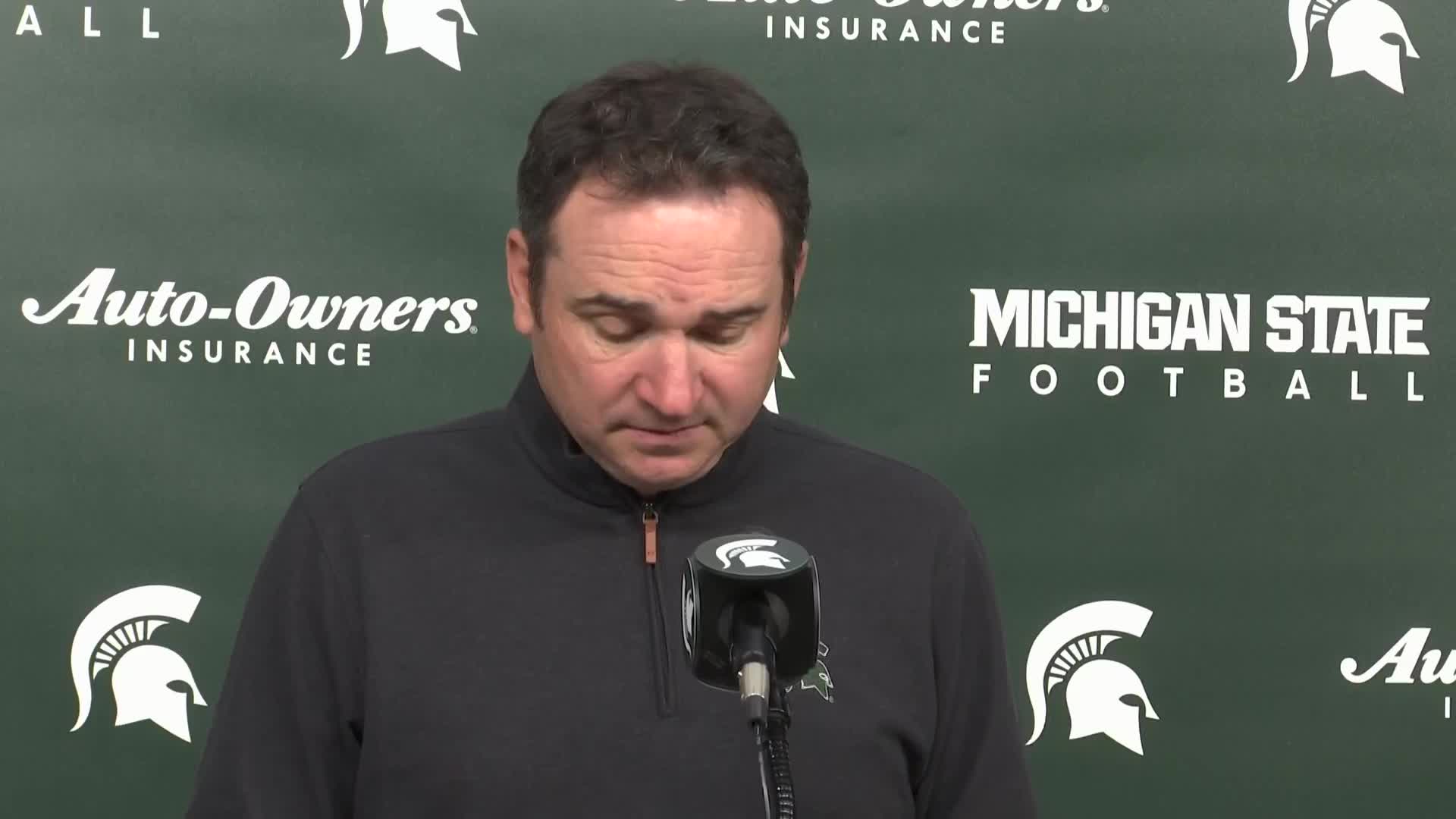 Michigan State University football coach Jonathan Smith talks upcoming ...