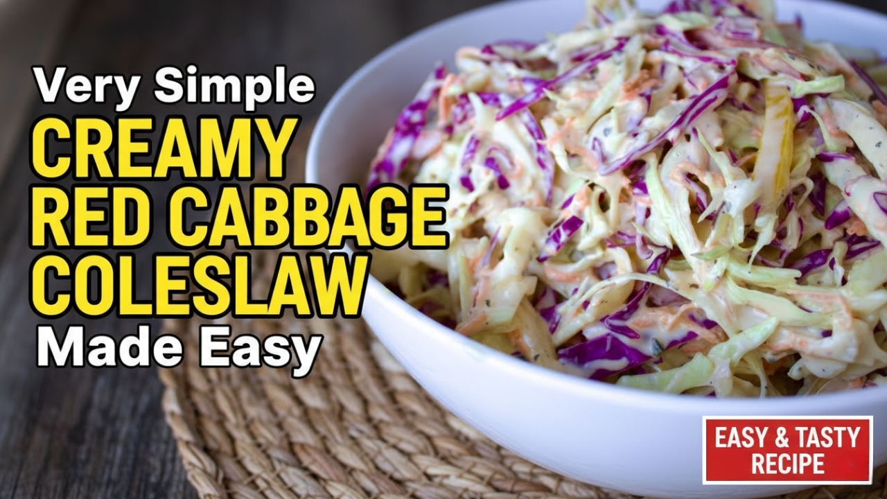 Very Simple Coleslaw Recipe | Creamy Red Cabbage Coleslaw Made Easy