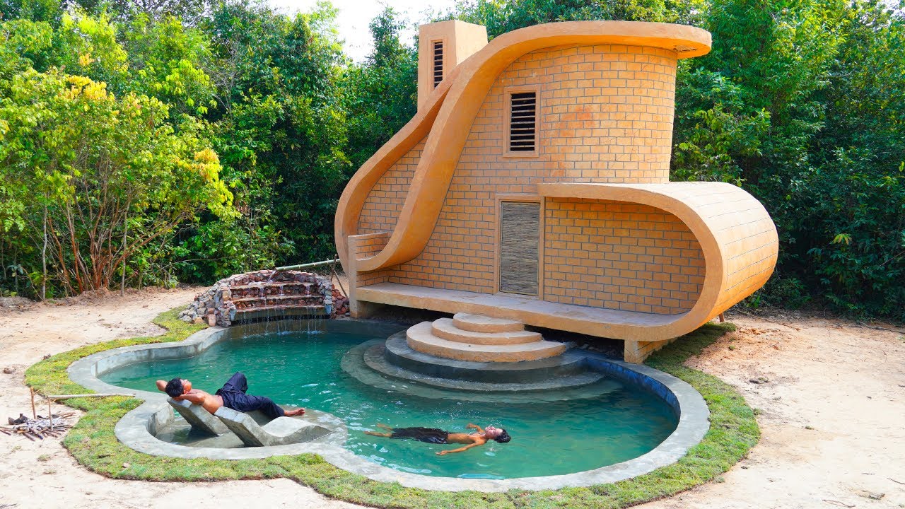 100 days building a modern two-story millionaire house using nothing ...