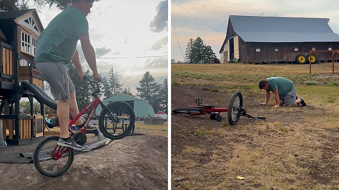 Man asks wife to film his BMX jump, immediately regrets it
