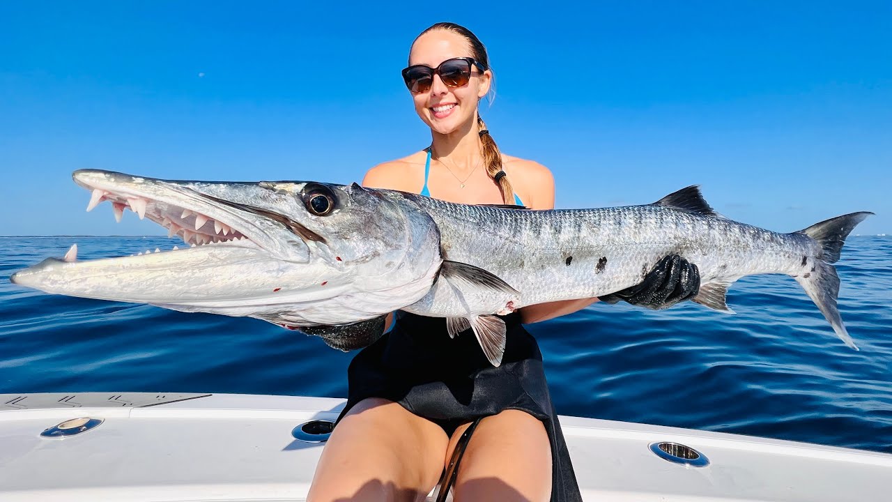 How one woman speared this barracuda with razor sharp teeth