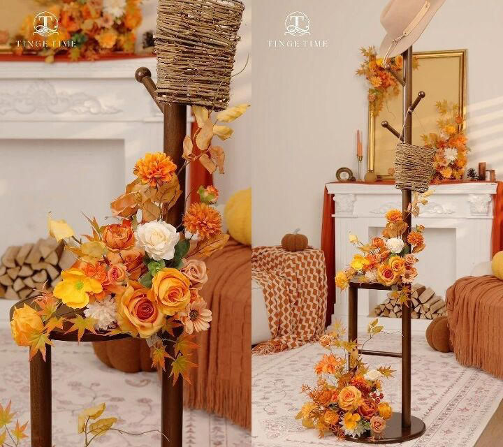 Easy Autumn DIY With Faux Flowers on a Coat Tree